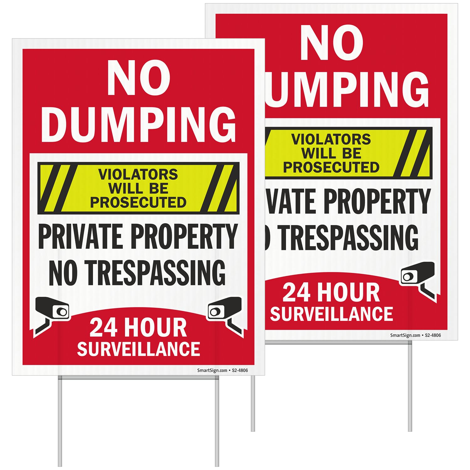 SmartSign (2-Pack) No Dumping Private Property Yard Sign with 15" tall ...