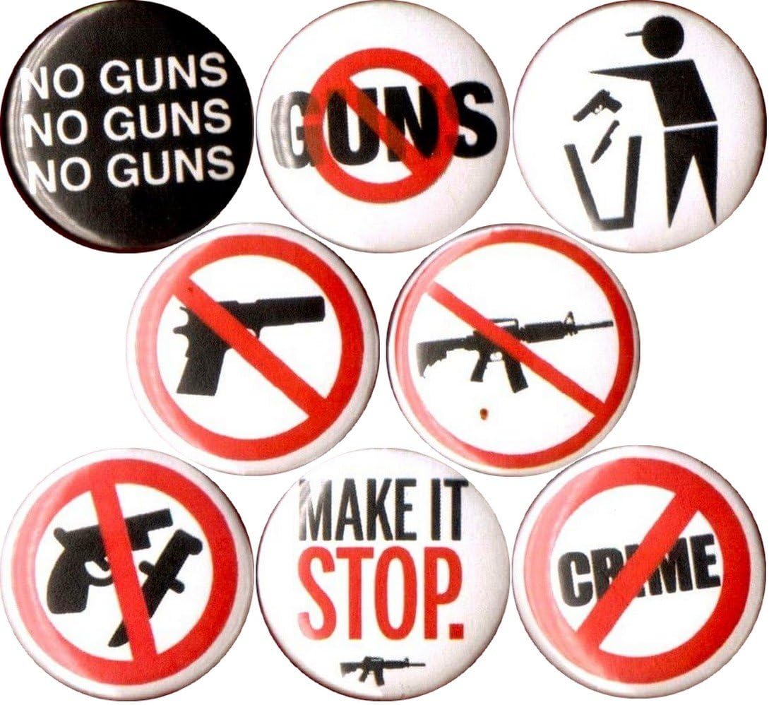 Amazon.com: ANTI GUN x 8 NEW 1" inch (25 mm) GUN CONTROL NOW button pin ...