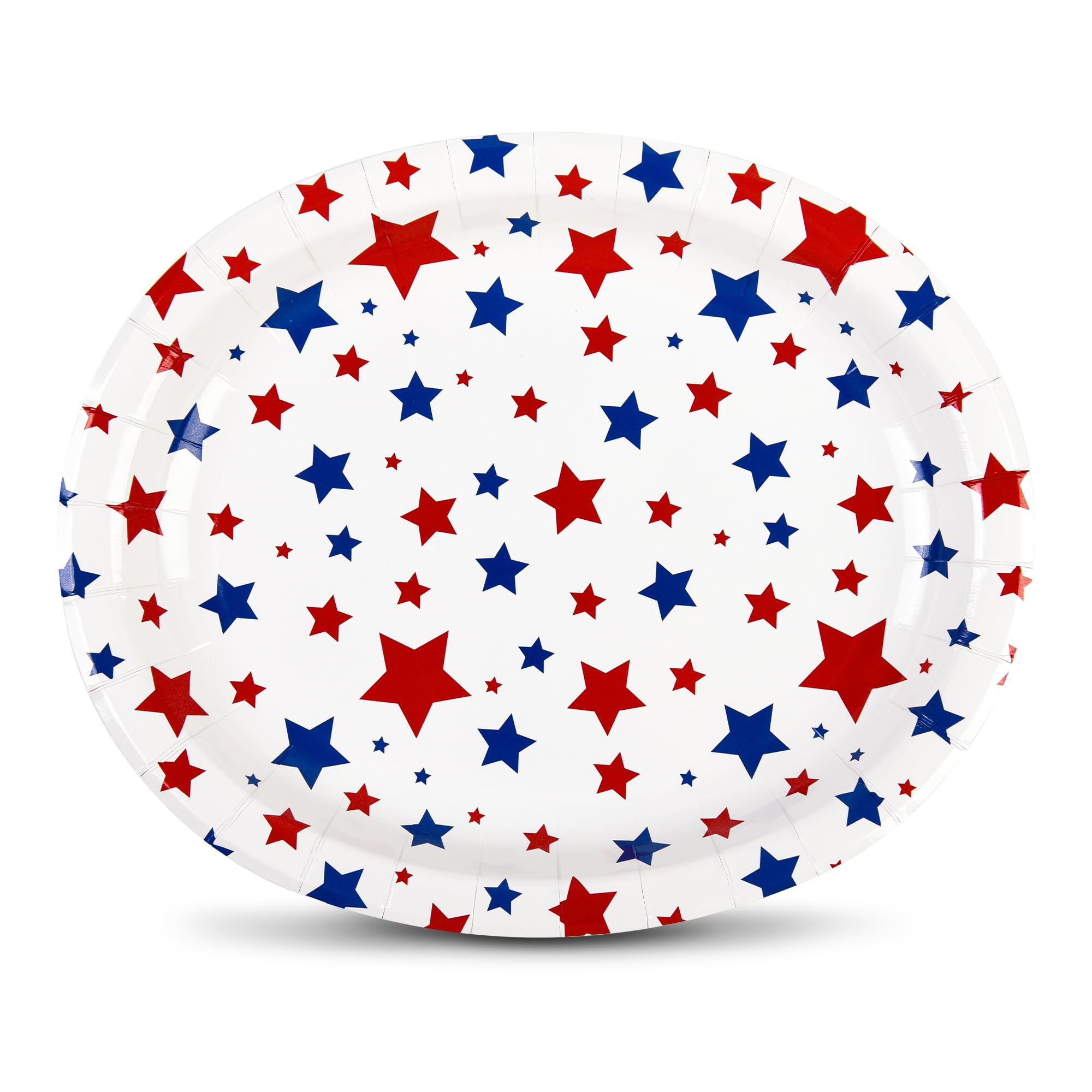 Amazon.com: Elyxio 25 Pcs Patriotic Oval Paper Plates Americana Stars ...