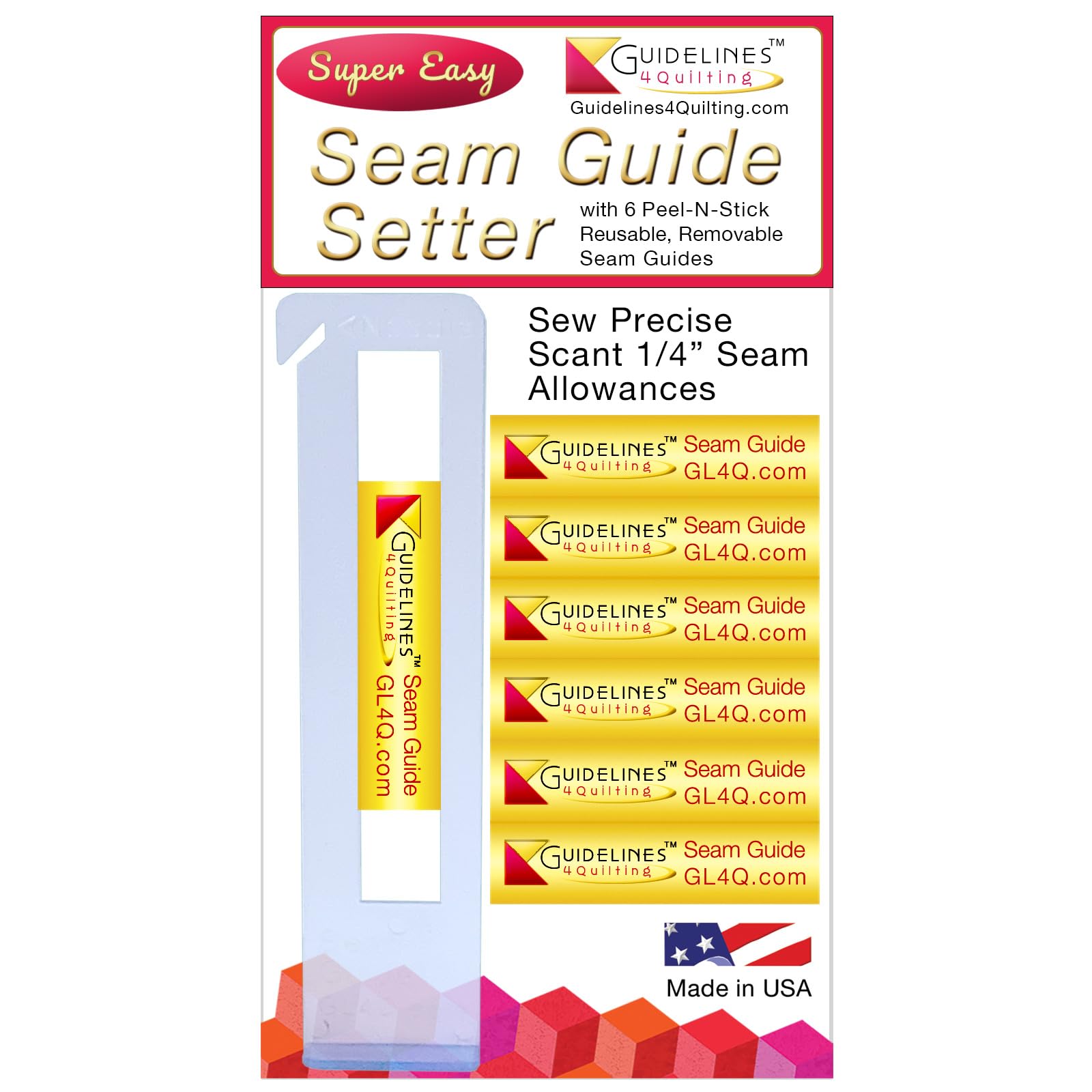 Amazon.com: Guidelines4Quilting Super Easy Seam Guide Setter with 6 ...