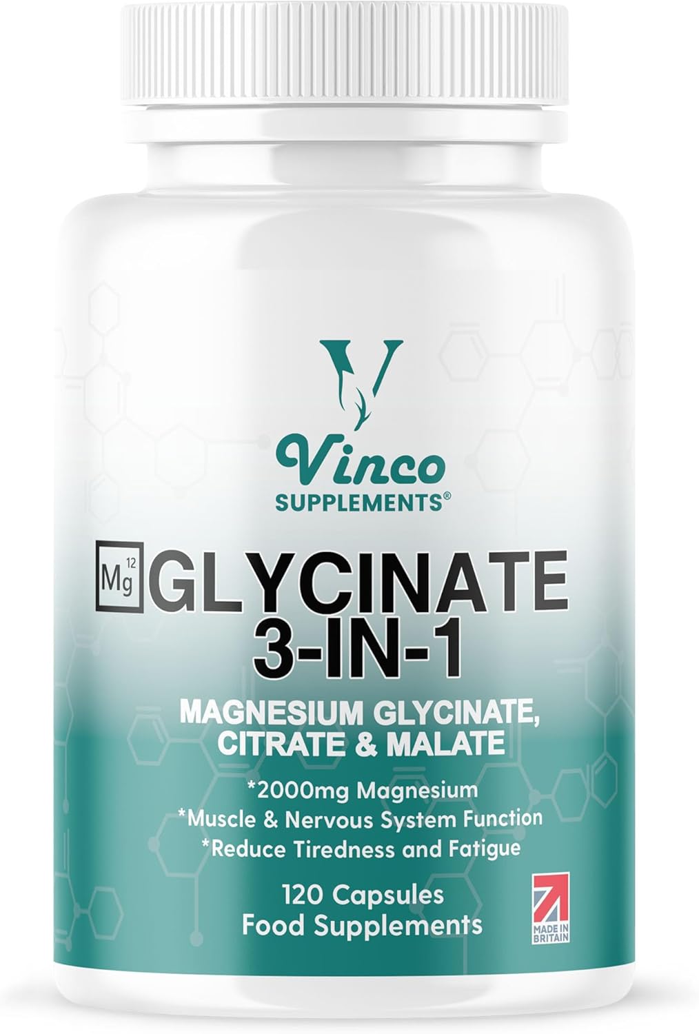 Vinco Magnesium Glycinate 3-in-1 Complex - 2000mg Supplements as ...