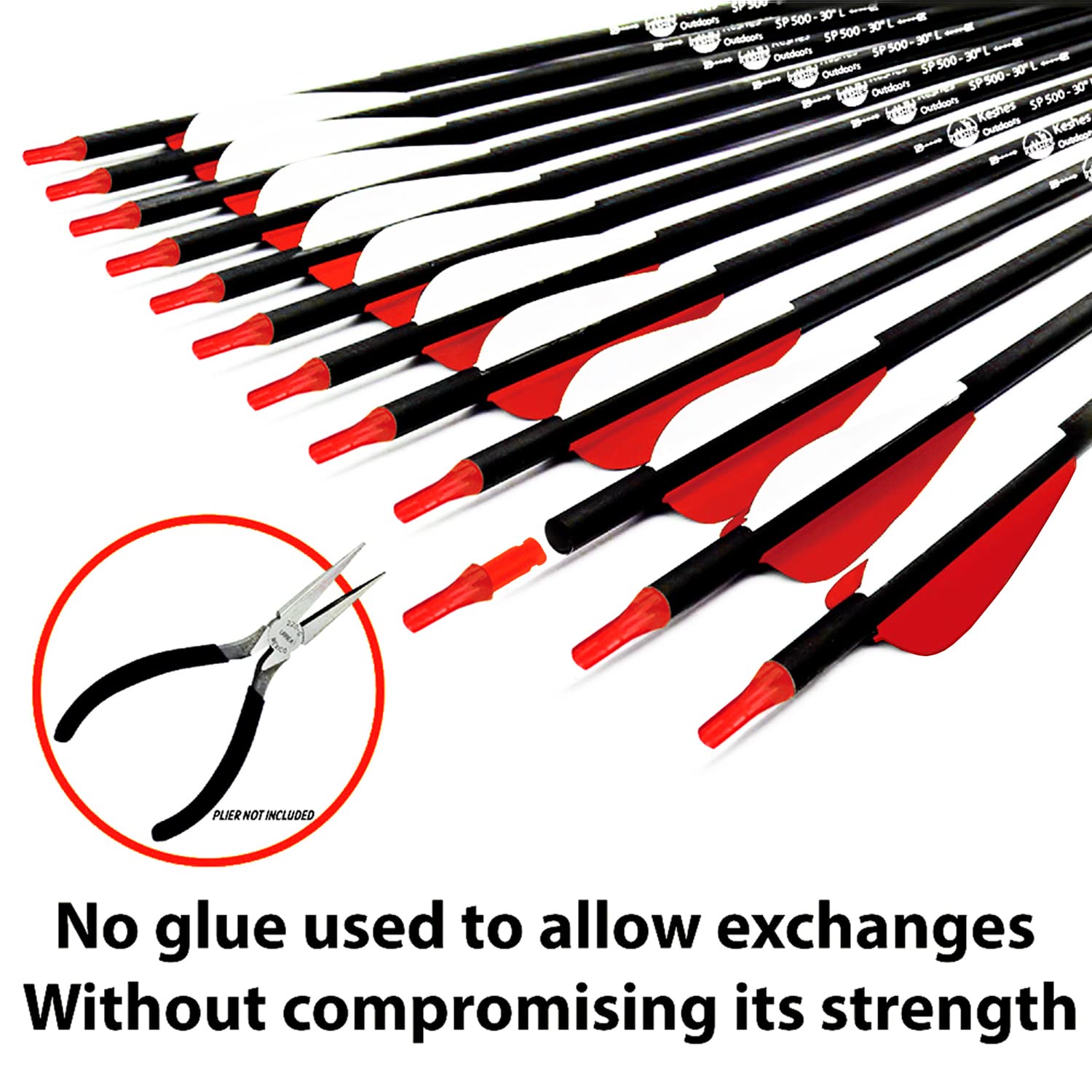KESHES Archery Carbon Arrows for Compound & Recurve Bows - 30 inch ...