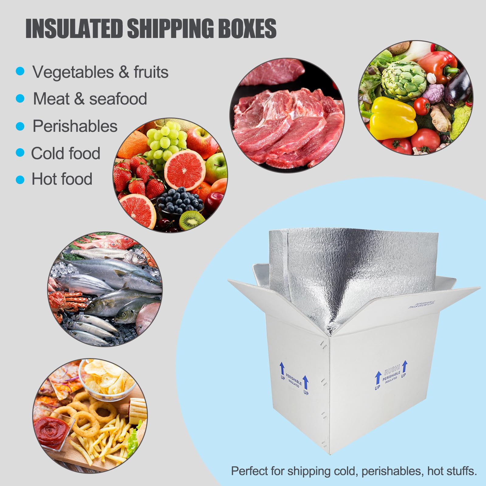 15x10x11 Insulated Boxes for Shipping Frozen Food, 8 Pack Double ...