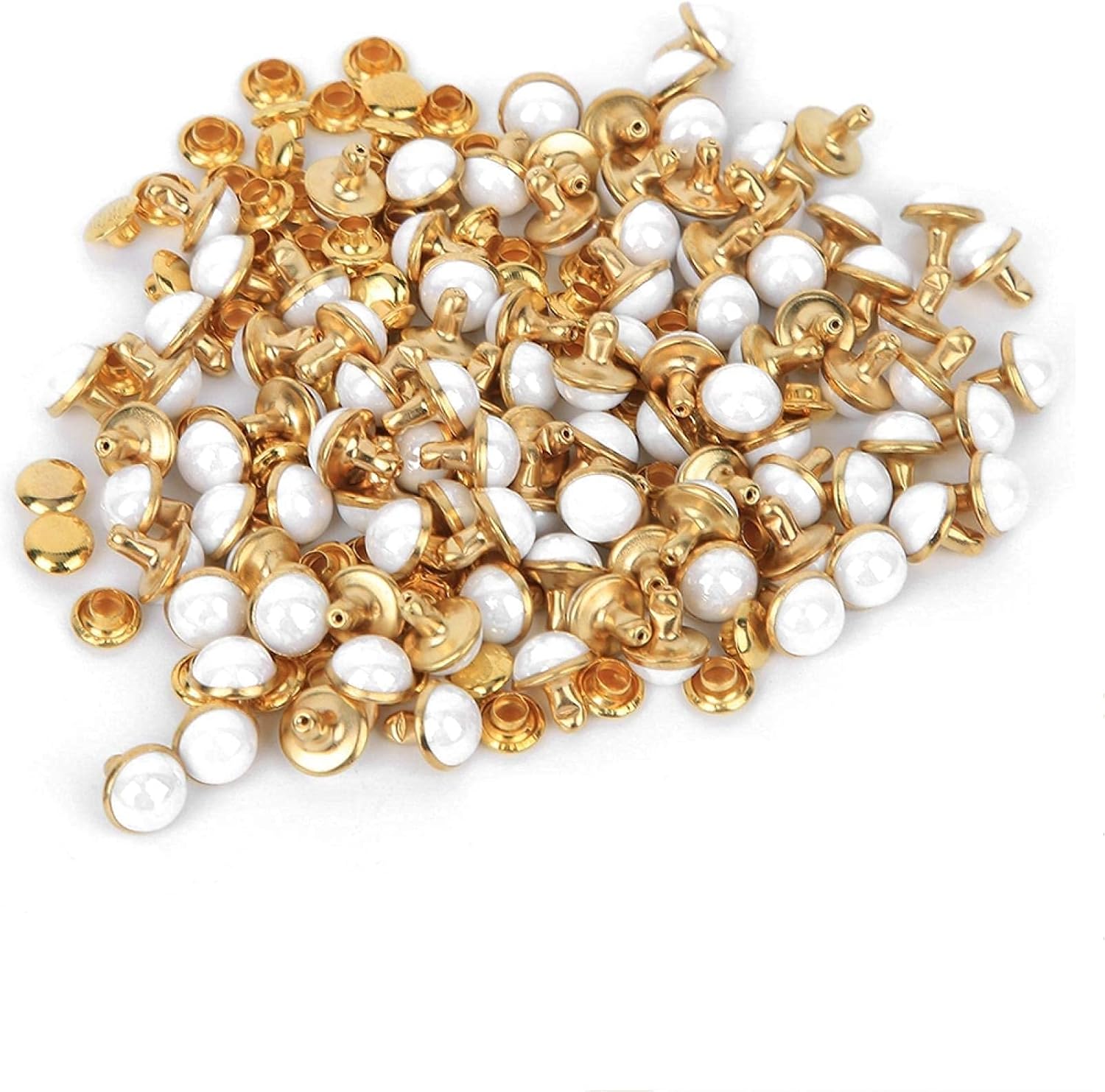 Amazon.com: 100 Sets Crystal Rivets 7.5mm Semi-Circular Pearl Round ...