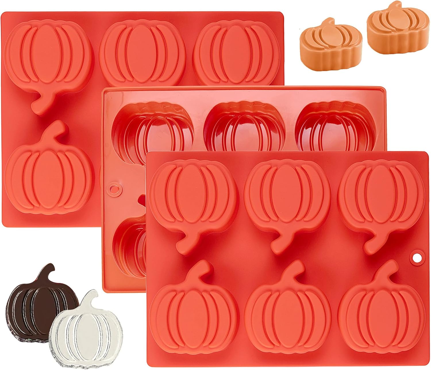 Amazon.com: Pumpkin Ice Mold 3 Pack Pumpkin-shaped Ice Cube Tray ...
