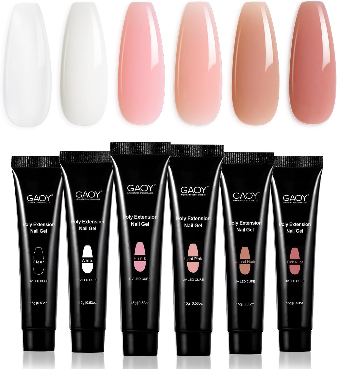 Amazon.com : Poly Extension Nail Gel Kit - 7 Colors Soak off UV/LED ...