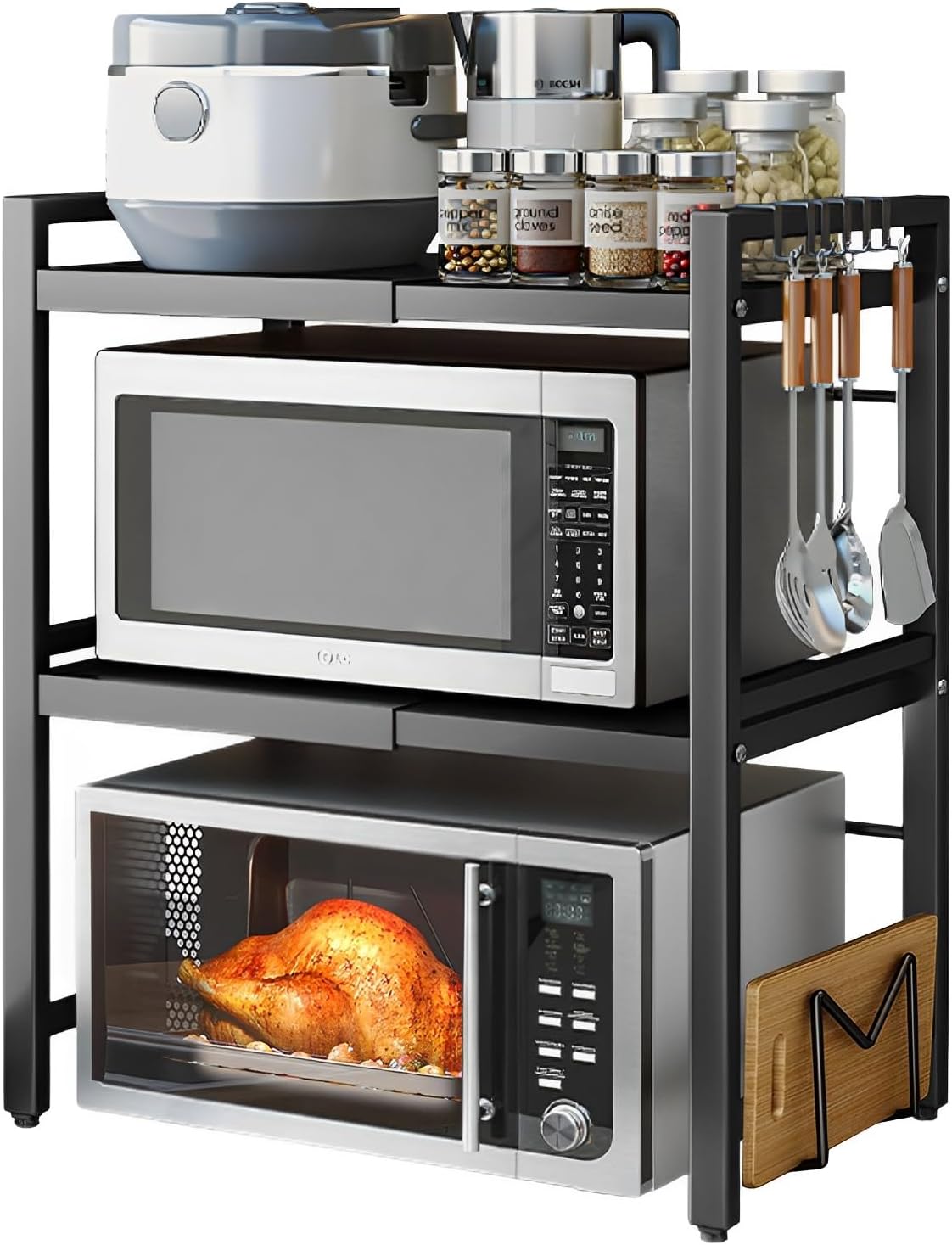 LZNIOZ Microwave Shelf with Hooks/Cutting Board Holder/Knife Holder ...