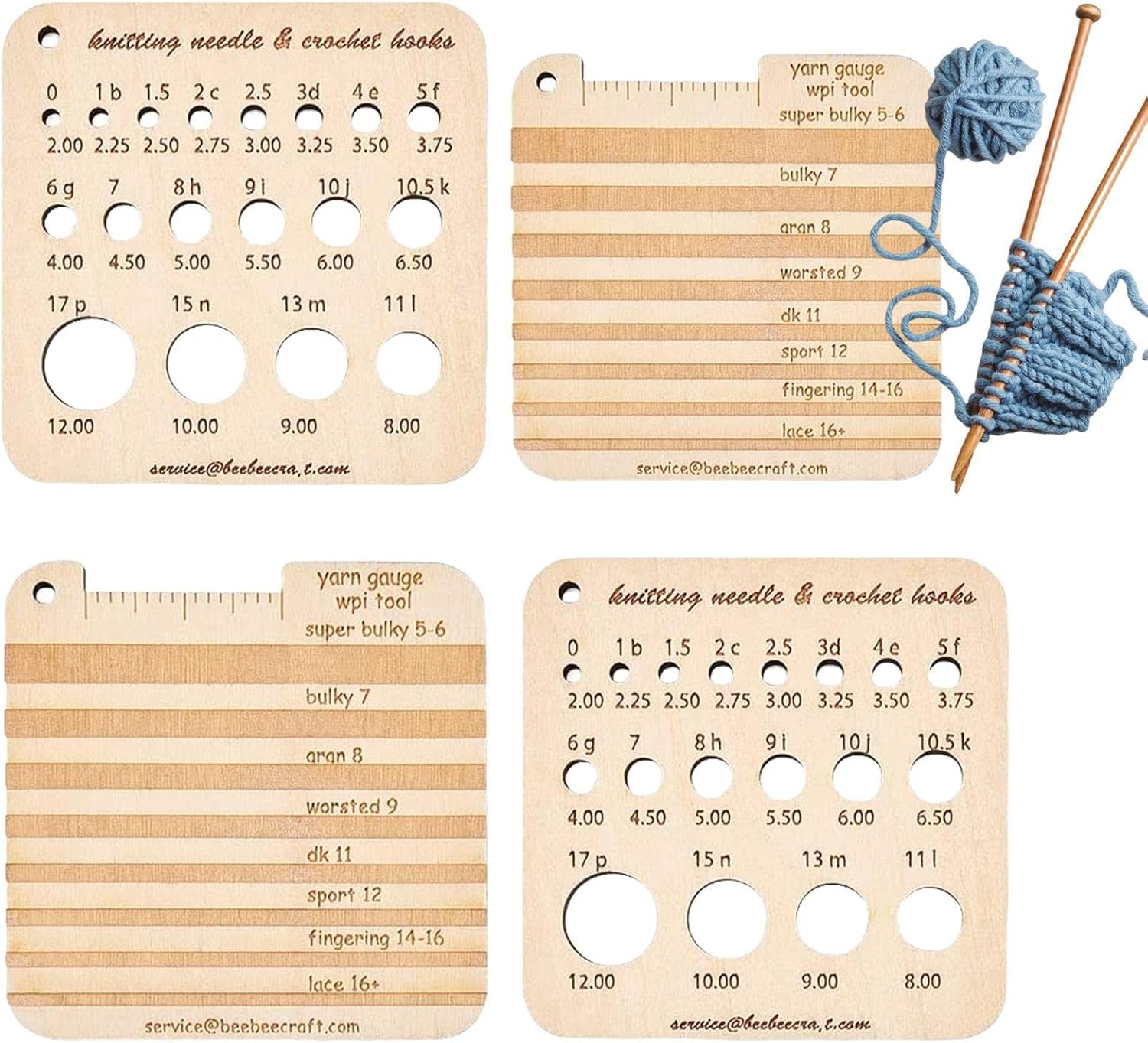 Knitting Needle Gauge Measuring Tool - Counter in US Wood Knitting ...