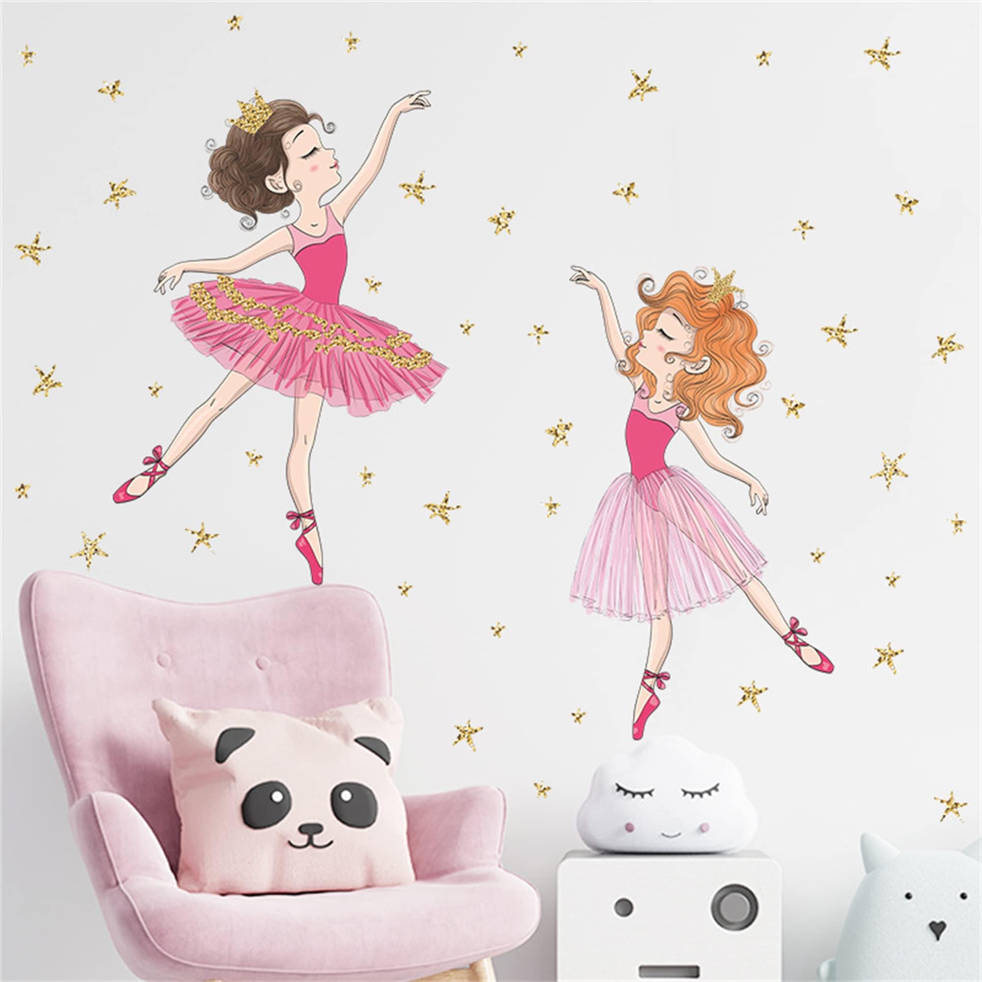 Amazon.com: 3 Ballet Dancing Girl Wall Art Decals Ballerina Wall Decals ...