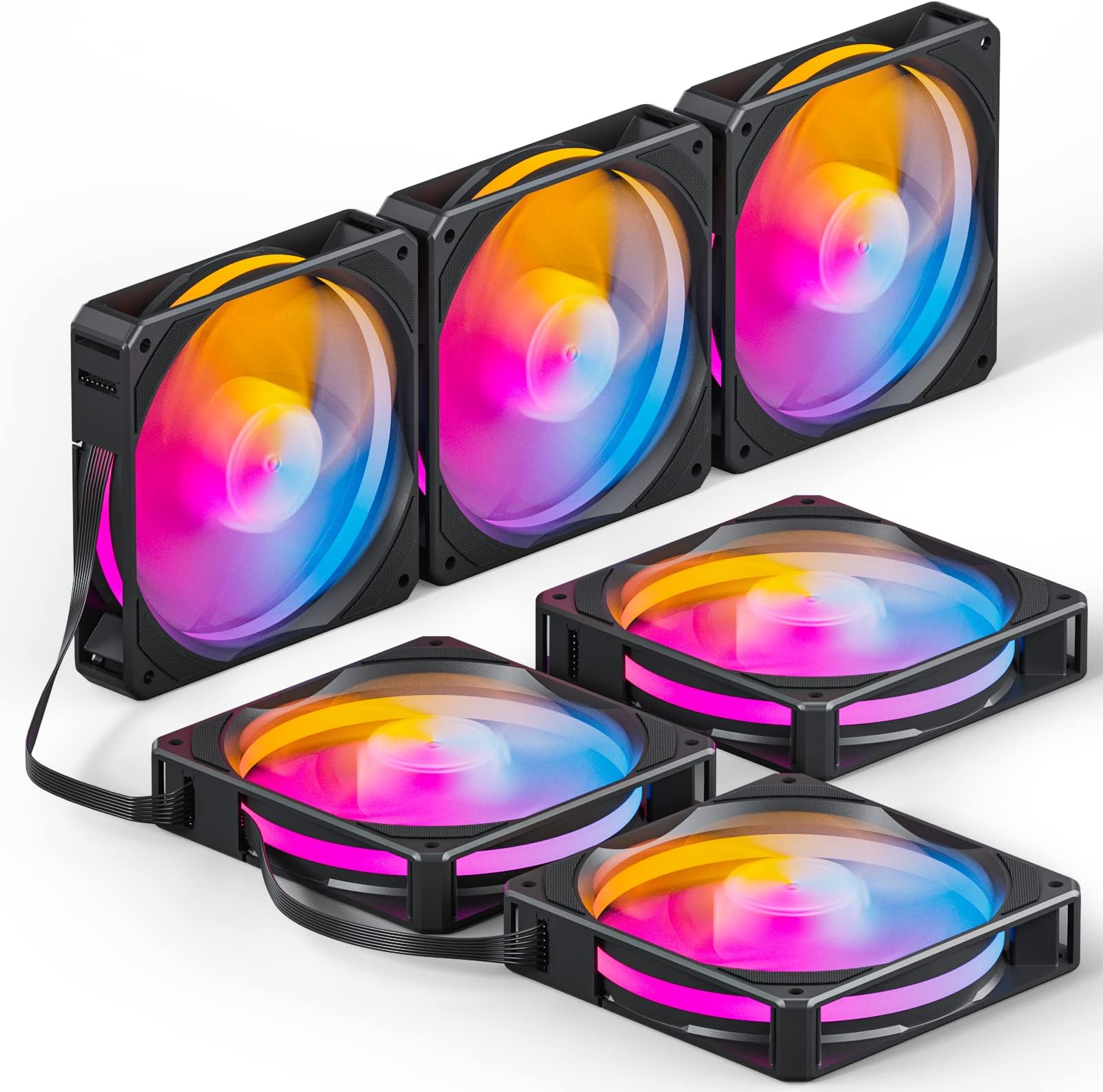 upHere 120mm PWM Addressable RGB LED Fan,Low-Noise,Fan Speed up to 1800 ...