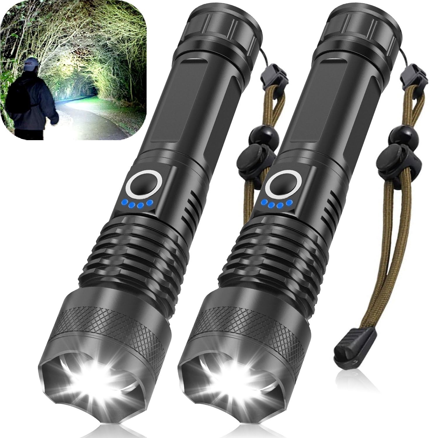 Victoper LED Flashlights 2 Pack, High Powered 10000 Lumens Super Bright ...