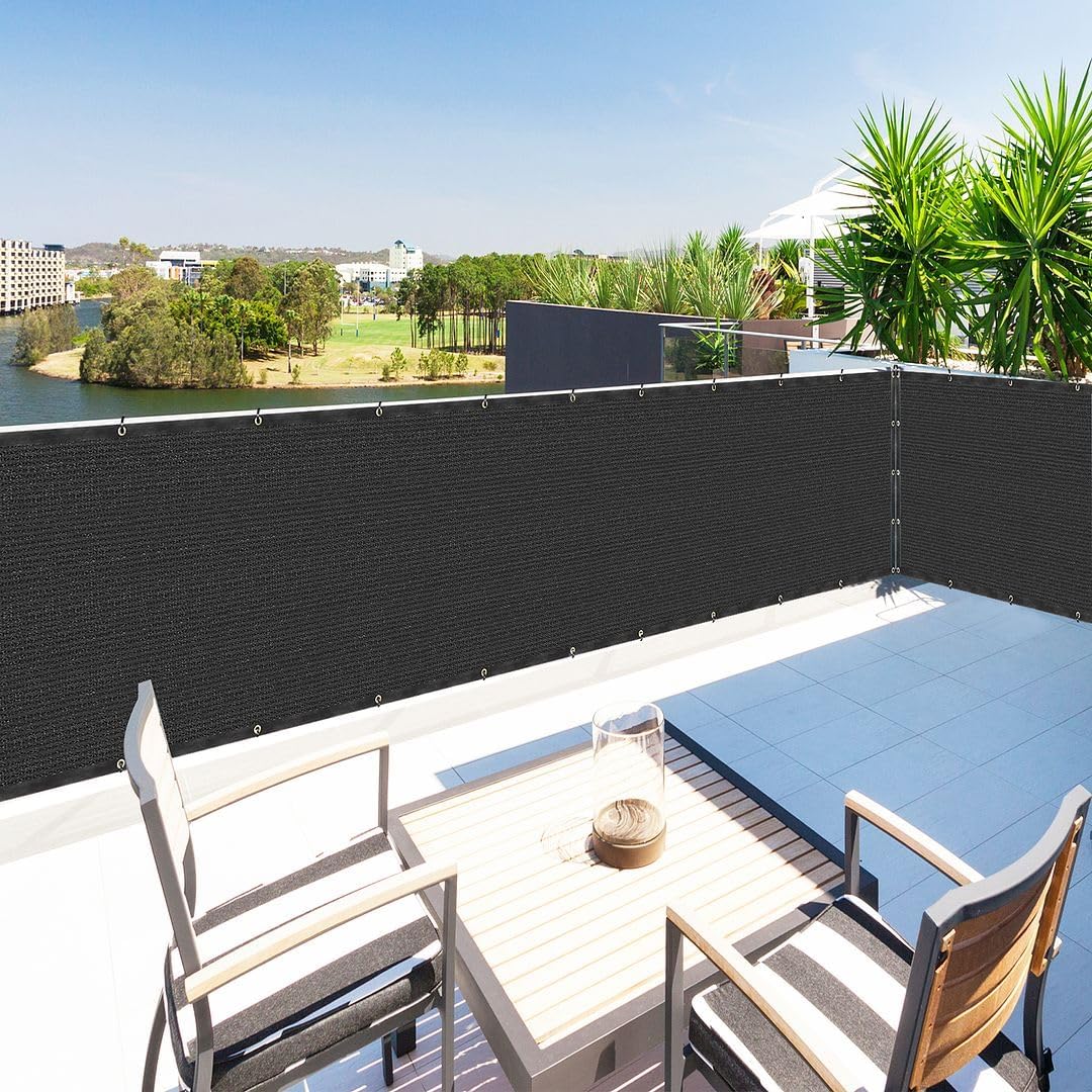 Amazon.com : Houssity Black 2' x 10' Balcony Deck Fence Privacy Screen ...
