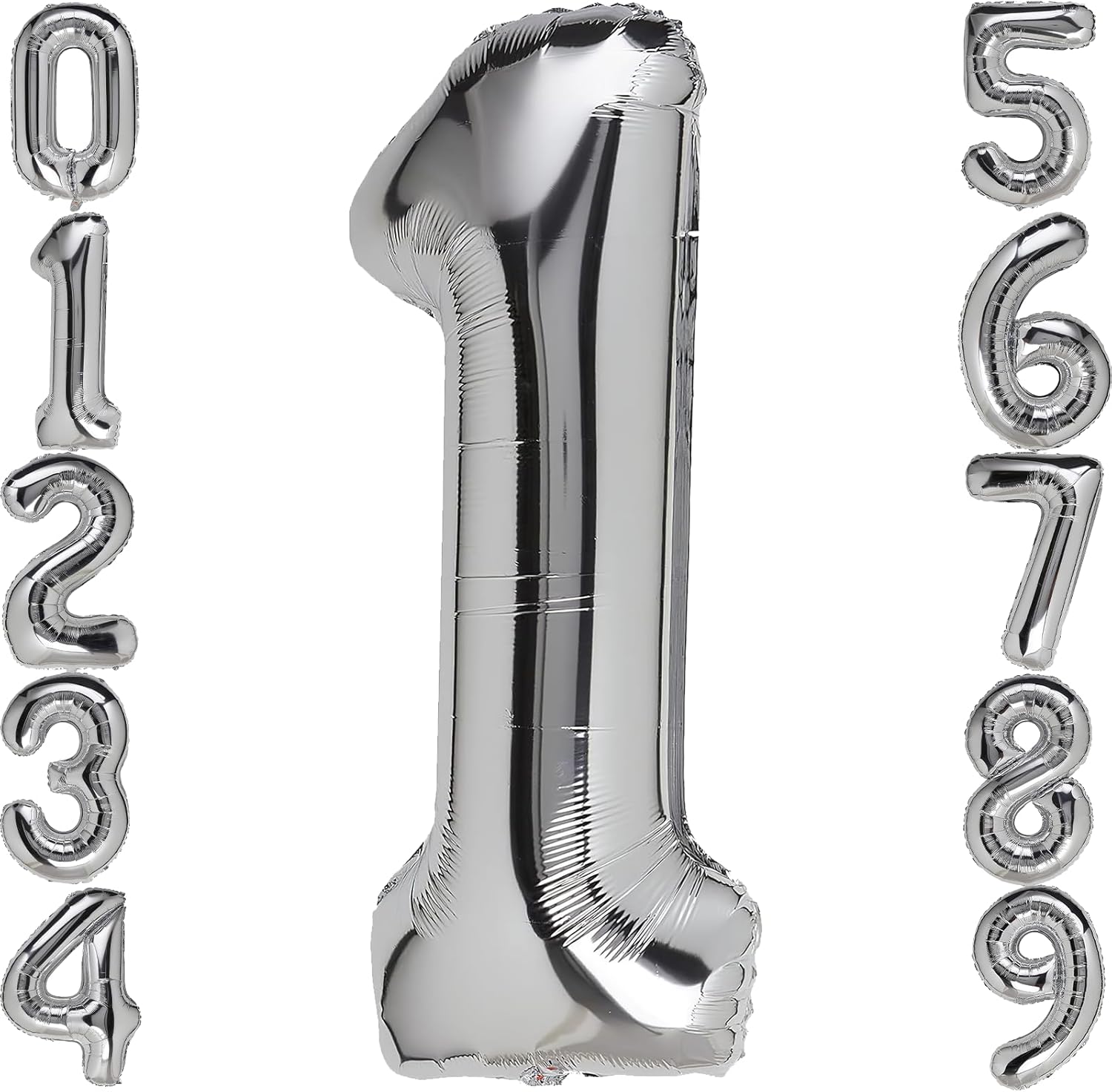 Amazon.com: 1 Number Balloon Silver 40 inch Big Foil Mylar 1st Balloons ...