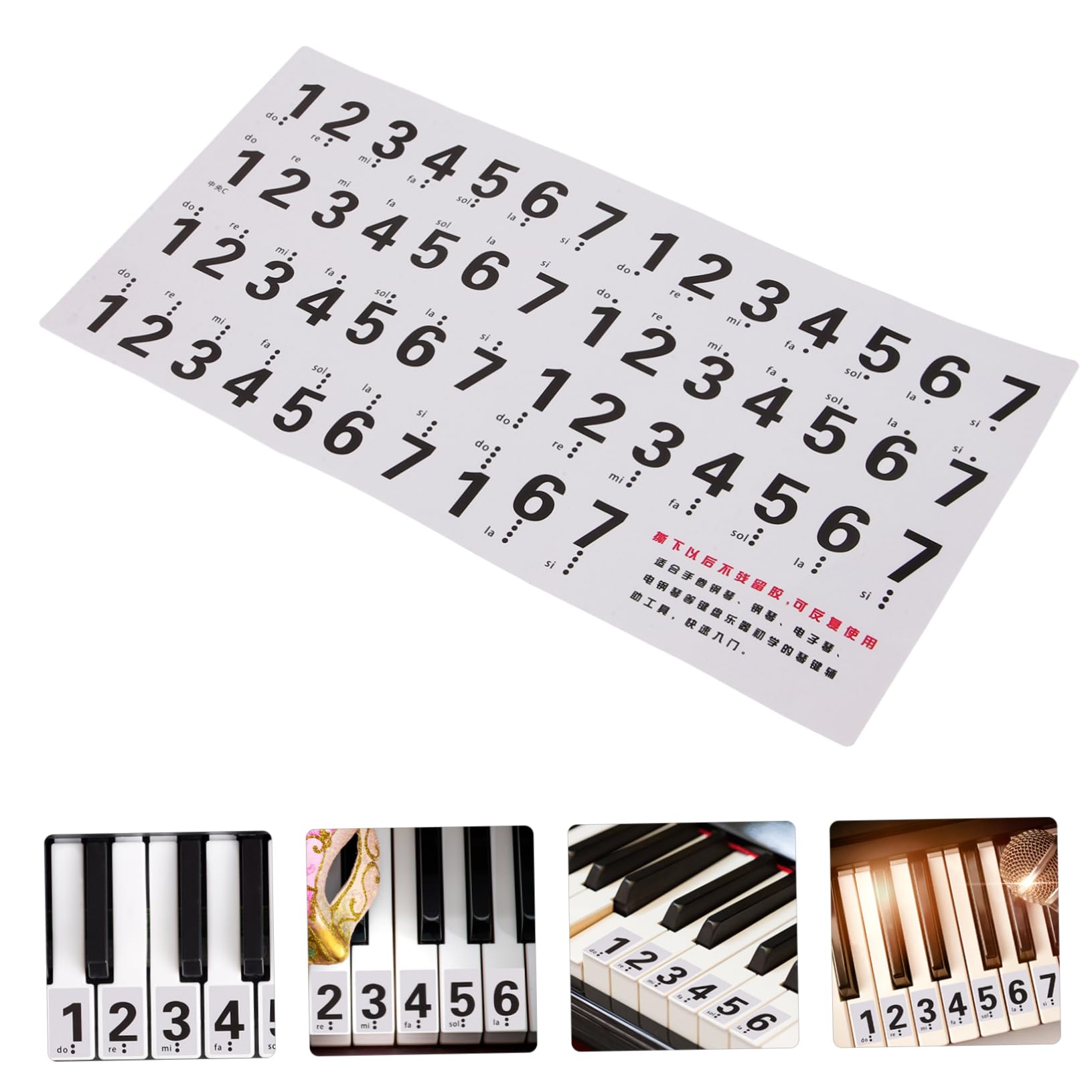 Snapklik.com : Piano Keyboard Adhesive Stickers 88 Key Piano Number ...
