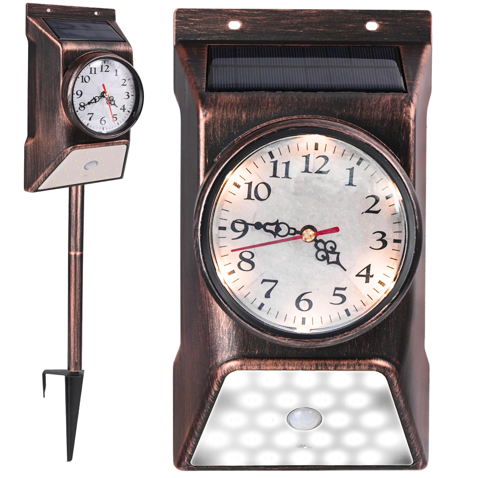 Greenidea Solar Wall Lights Outdoor Solar Fence Lights with Clock ...