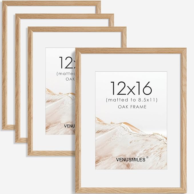 Amazon.com - Venusmiles 12x16 Picture Frame Set of 4 Natural Solid Oak ...