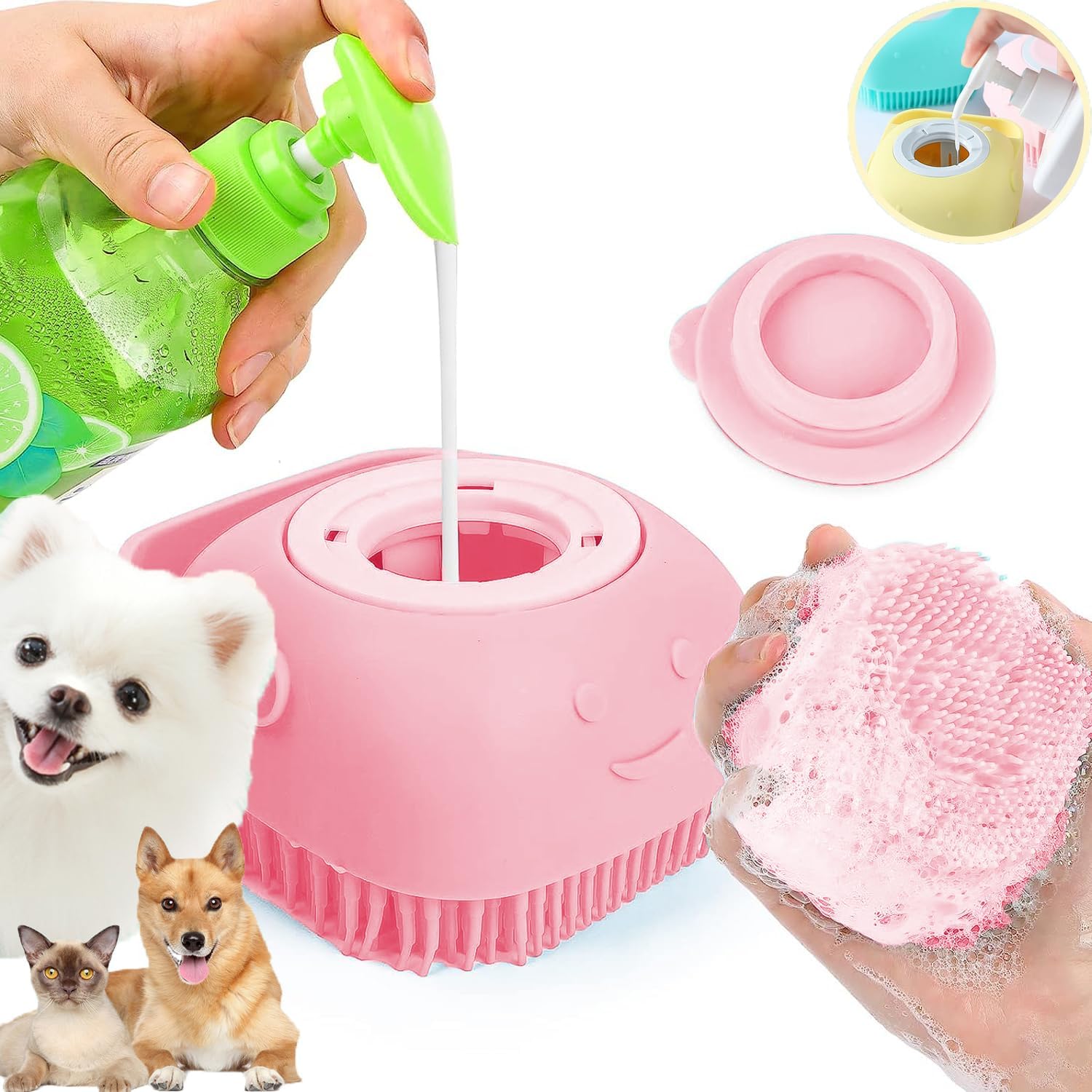 Amazon.com: Dog Bath Brush Scrubber - Silicone Pet Brush Dog Scrub ...