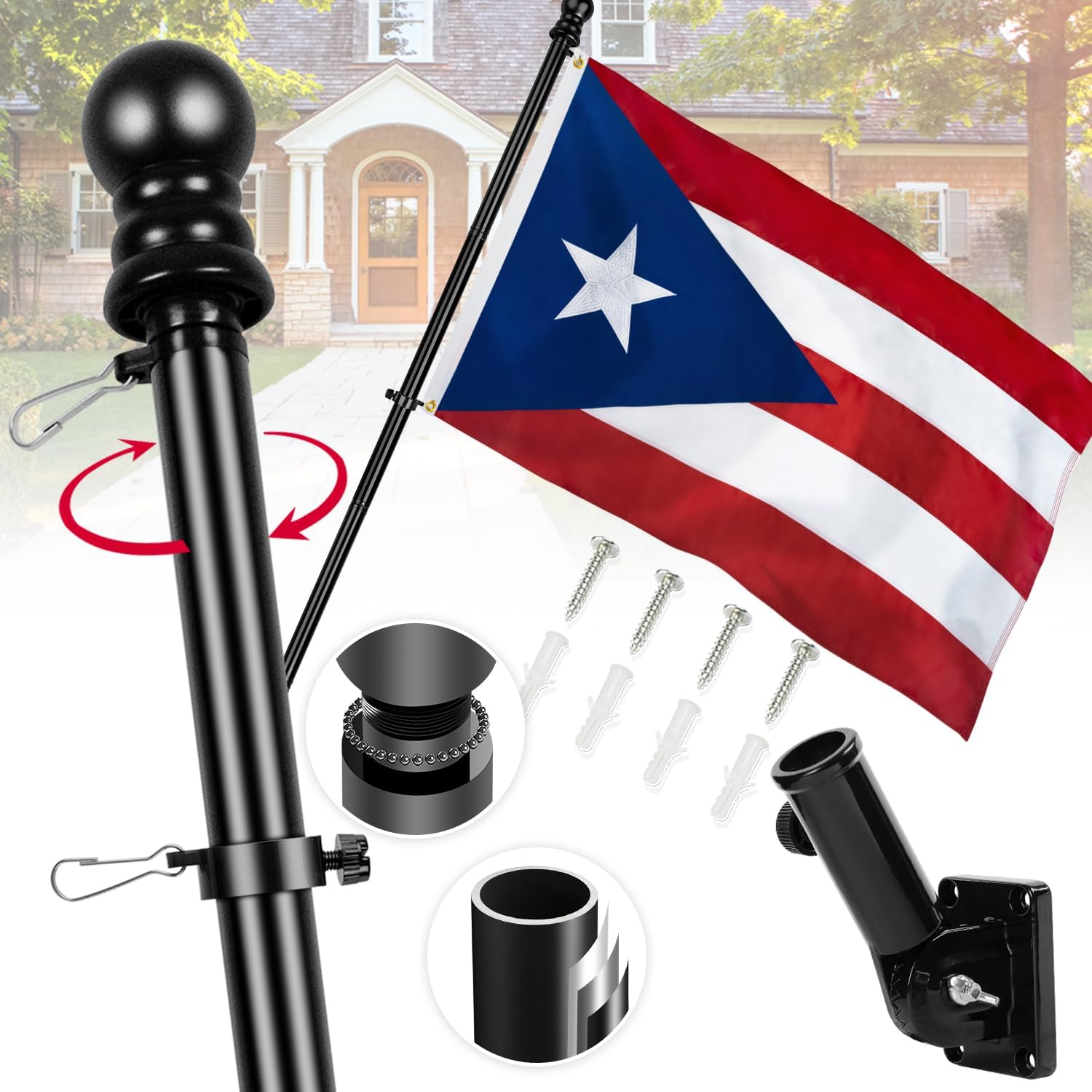 Amazon.com : Puerto Rico Flag with Poles for Outside House, 6ft ...