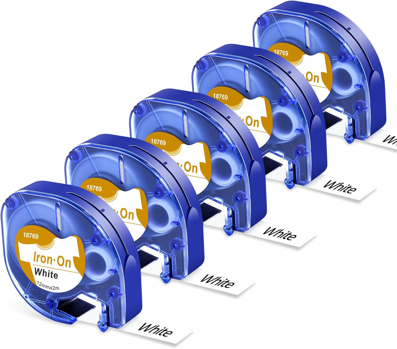 5 x Wonfoucs 18769 Iron on Label Tape Compatible with Dymo Letratag ...