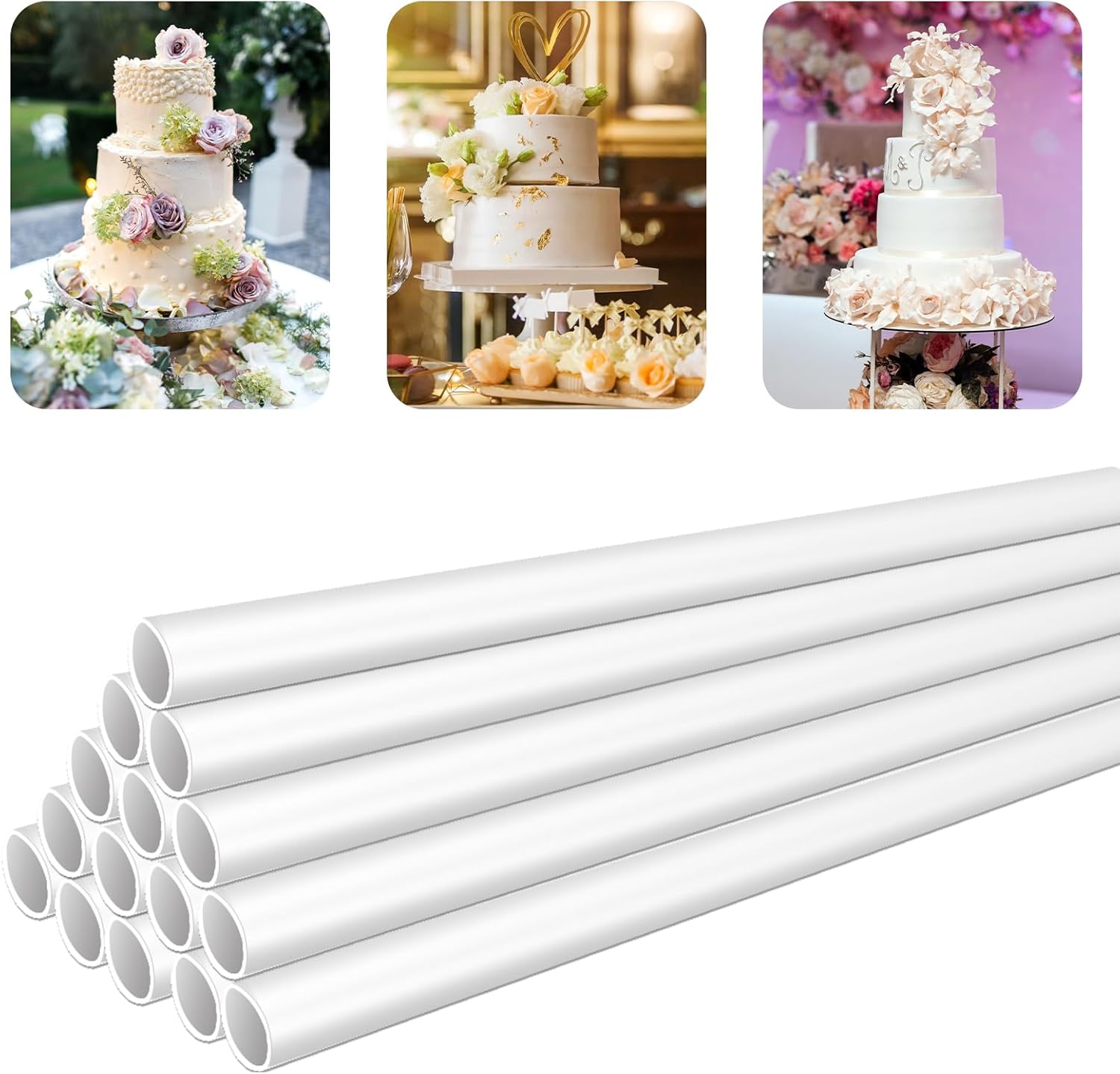 Amazon.com | Aster 15pcs Plastic White Cake Dowel Rods, 24cm/9.5Inch ...