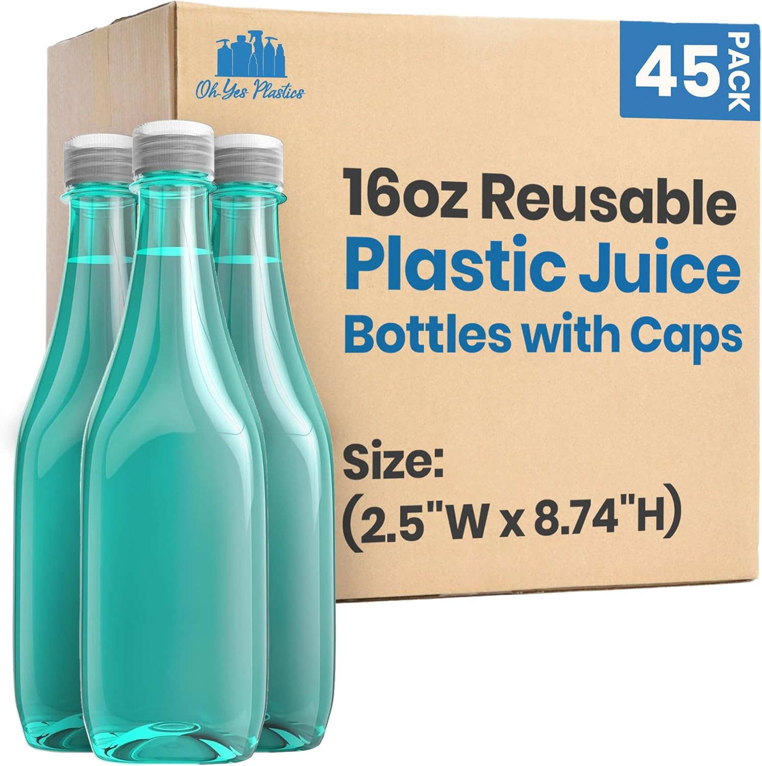 Amazon.com: Oh Yes Plastics Reusable Juice Bottles with Caps - BPA Free ...