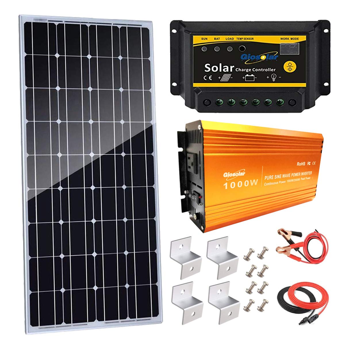 Buy 100W Monocrystalline Solar Panel Kit|20A Charge Controller|Solar ...