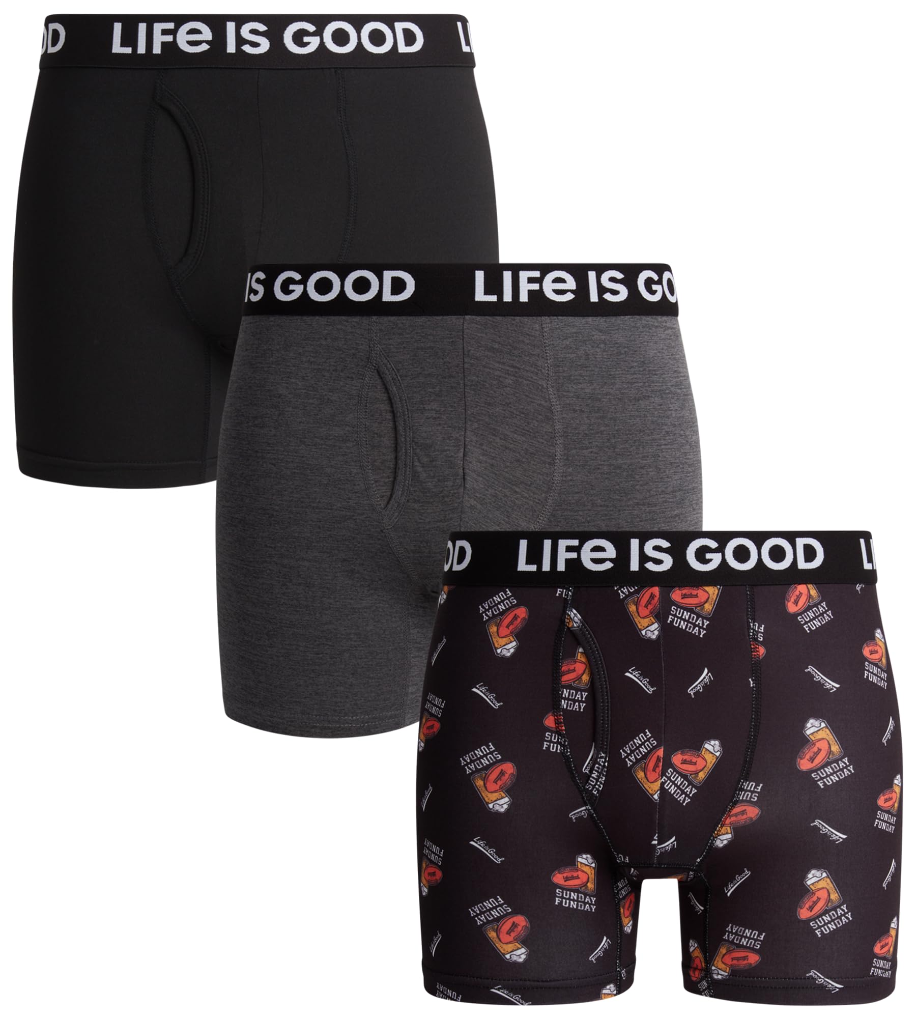 Life is Good Men's Boxer Briefs - 3 Pack Soft Stretch Performance ...