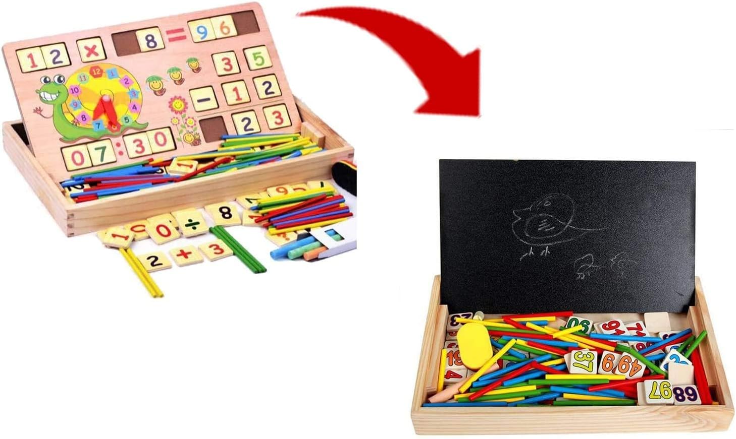 Brigamo 2-in-1 Drawing Board & Calculation Board for Children with ...