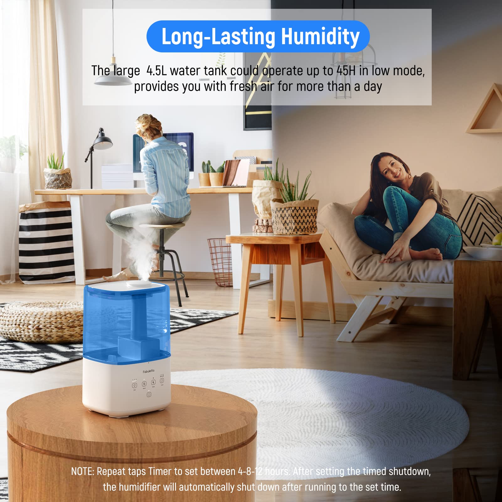 Snapklik.com : FABULETTA Humidifiers For Bedroom, 45L Cool And Warm ...