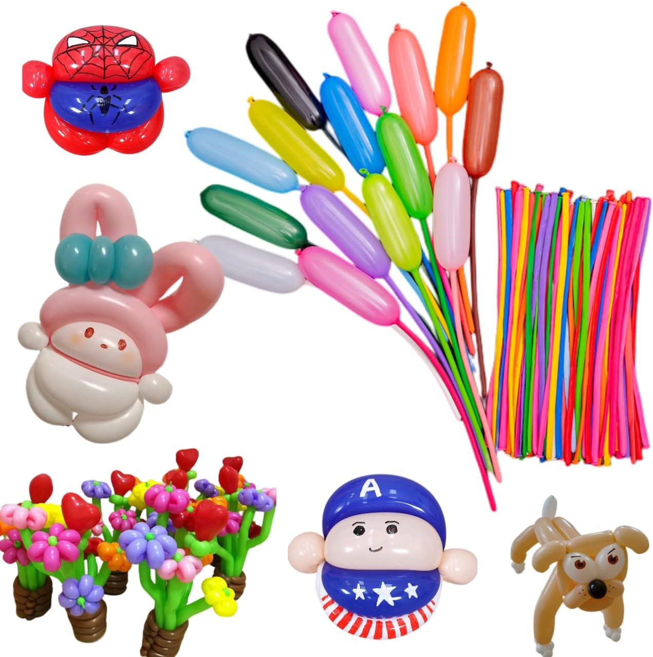 Amazon.com: 260Q Long Balloons with 200pcs Mix Colors, Magic Balloon ...