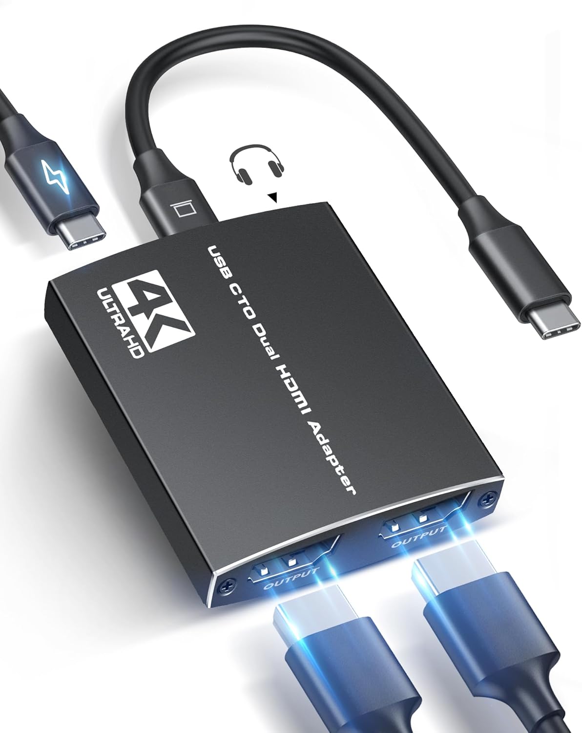 avedio links USB C to Dual HDMI Adapter, 4K@60Hz Type C to HDMI ...