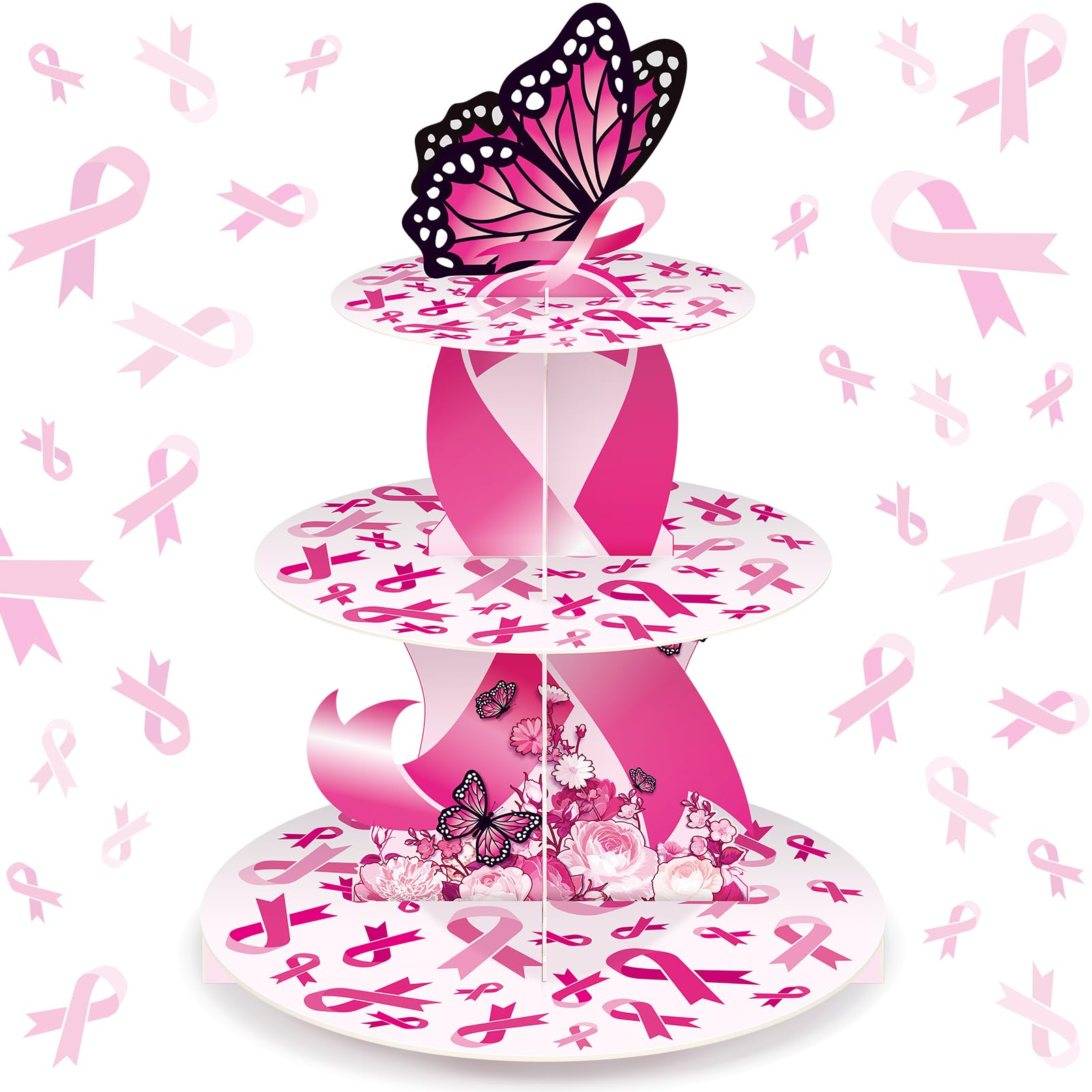 Amazon.com | Cholemy Breast Cancer Awareness Party Decoration 3 Tier ...