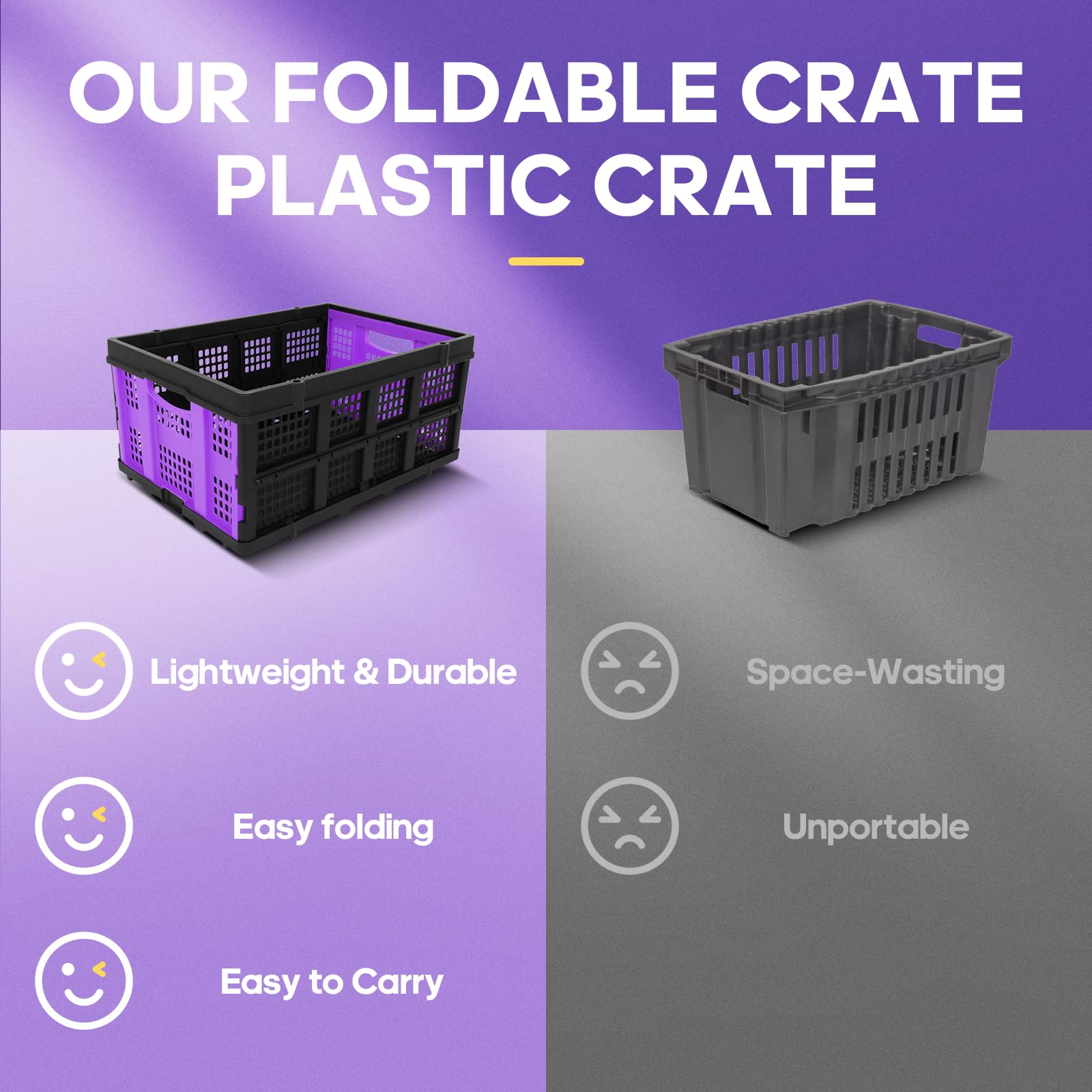 Snapklik.com : FAHKNS 60L Collapsible Milk Crates For Storage ...