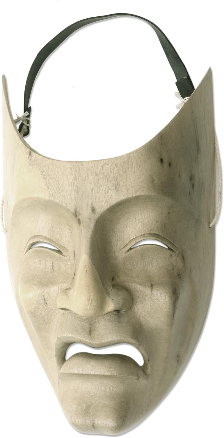 Amazon.com: NOVICA Modern Wood Mask, Beige, Face of Sadness' : Home ...