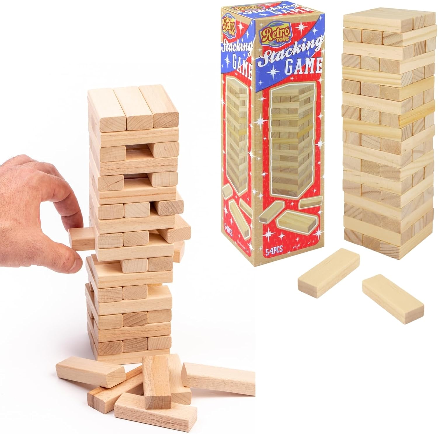 Classic Wooden Tumbling Tower Game - 54 wooden stacking game for Kids ...