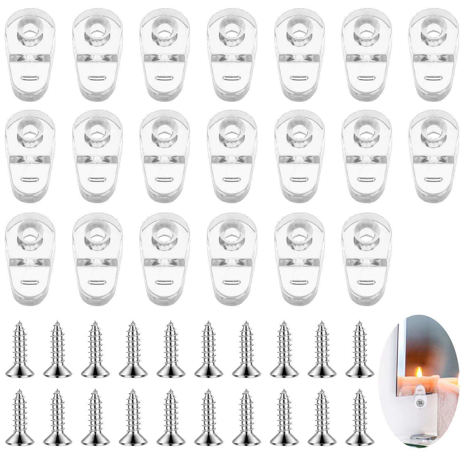 20 Pack Glass Retainer Clips, Cabinet Glass Clips Glass Door Retainer ...