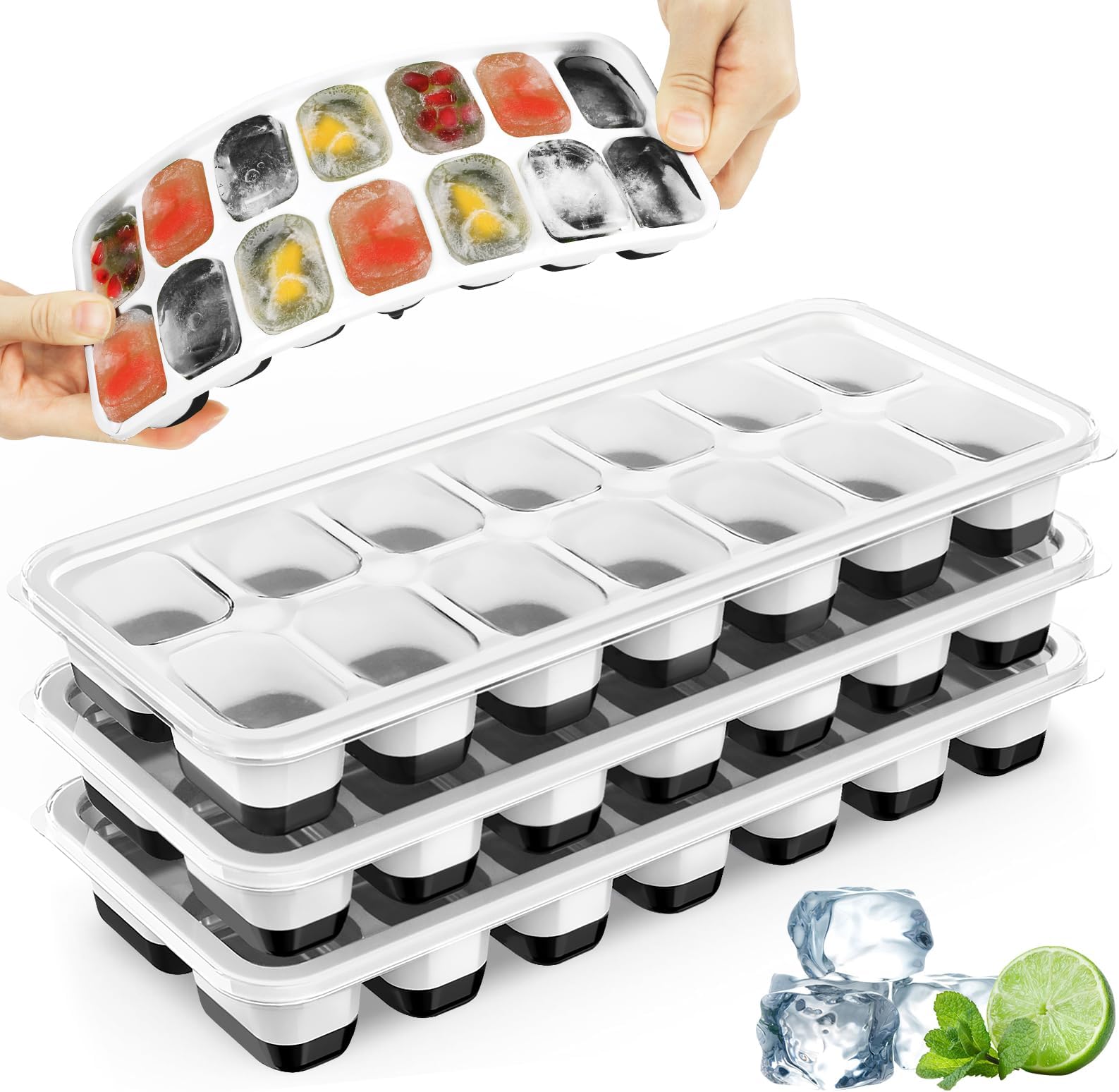 Amazon.com: Ice Cube Tray, Easy Release Ice Mold - Silicone 21 pcs Ice Cube Trays for freezer ...