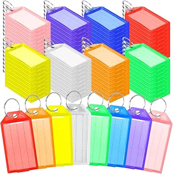 Amazon.com: WYOMER 120 Pcs 8-Color Plastic Key Tags with Ring, Label ...