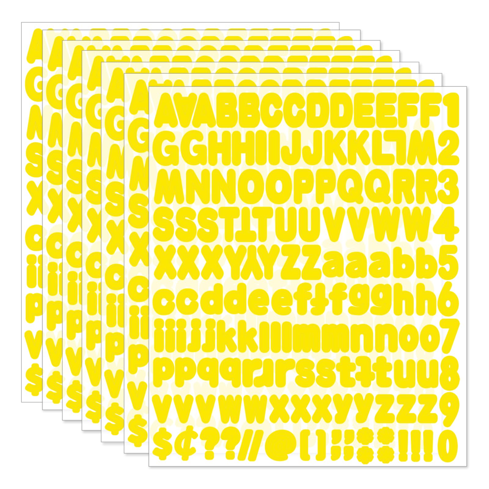 Amazon.com: Alphabet Sticker,1''Inch 12 Sheets Yellow Letter Stickers ...