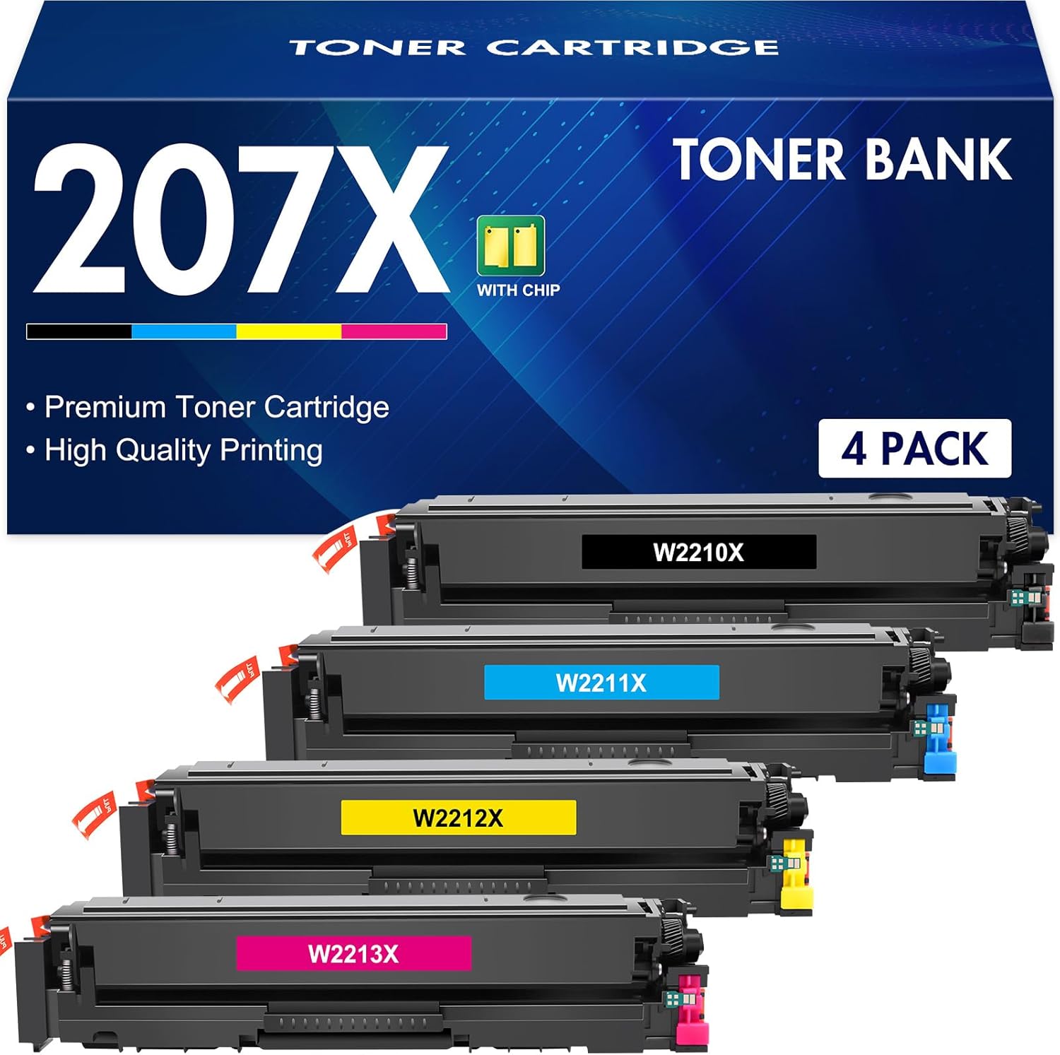 207X 207A Toner Cartridge 4 Pack (With Chip) Multipack for HP 207X ...