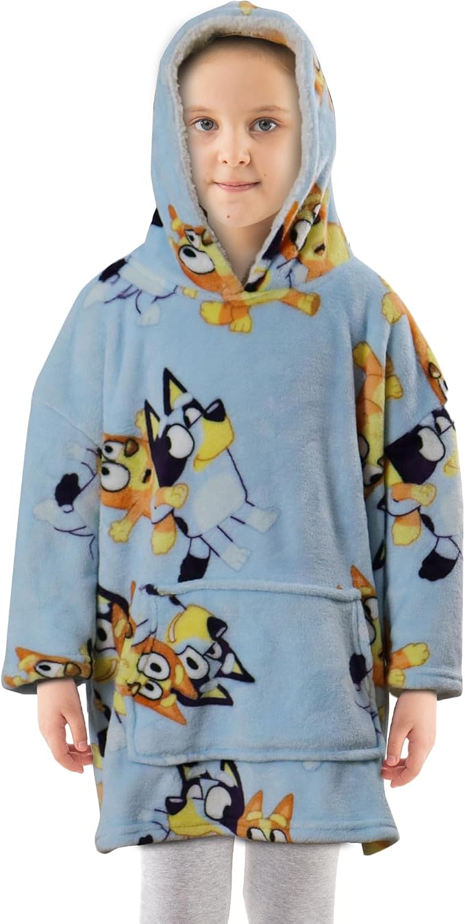 Amazon.com: Bluey Bingo Wearable Fleece Blanket Sherpa Hooded Kids ...