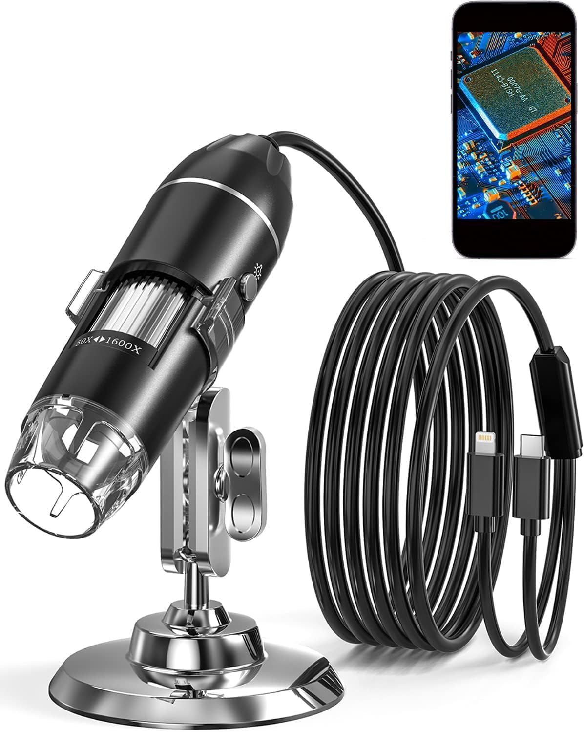 Amazon.com : Digital Microscope 1600X USB HD Inspection Camera with ...