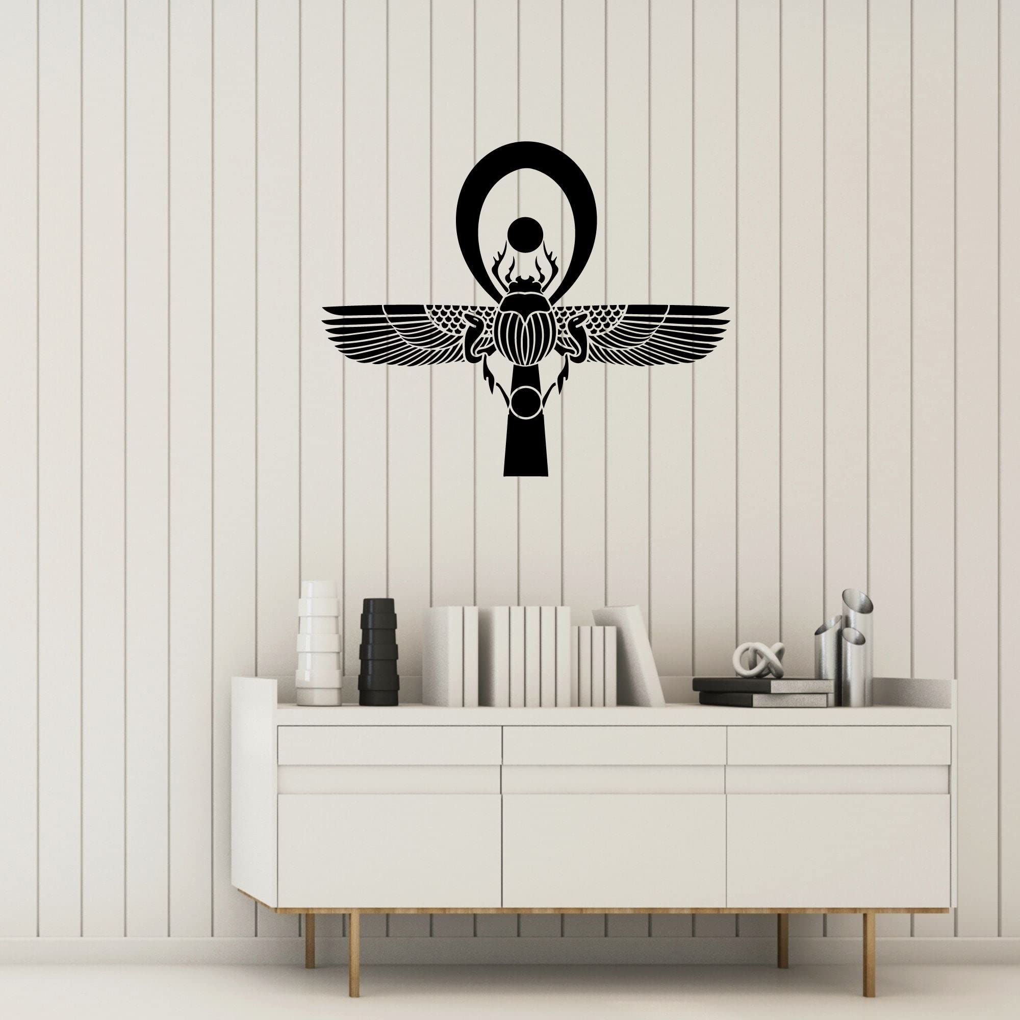 Amazon.com: Egyptian Scarab Vinyl Wall Decal Wings Ancient Symbol Bug ...