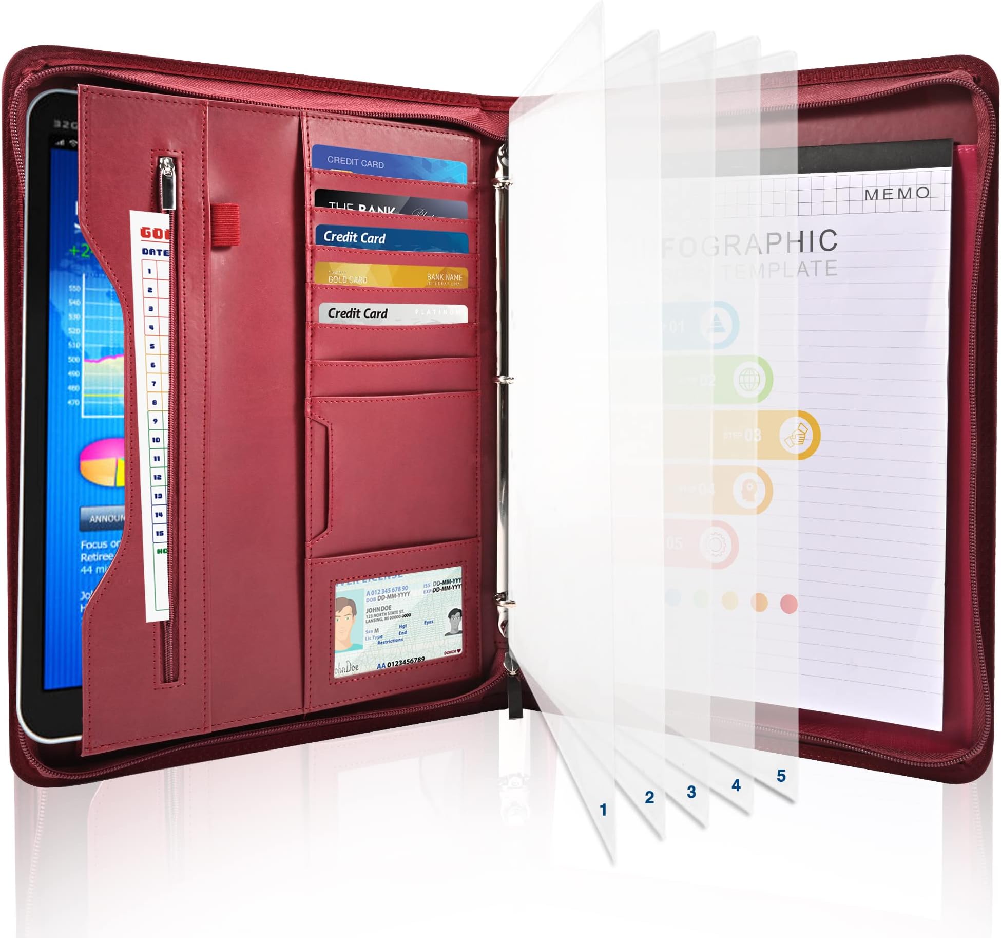 Amazon.com : Linaxbong Padfolio Portfolio Business Binders—3 Ring ...