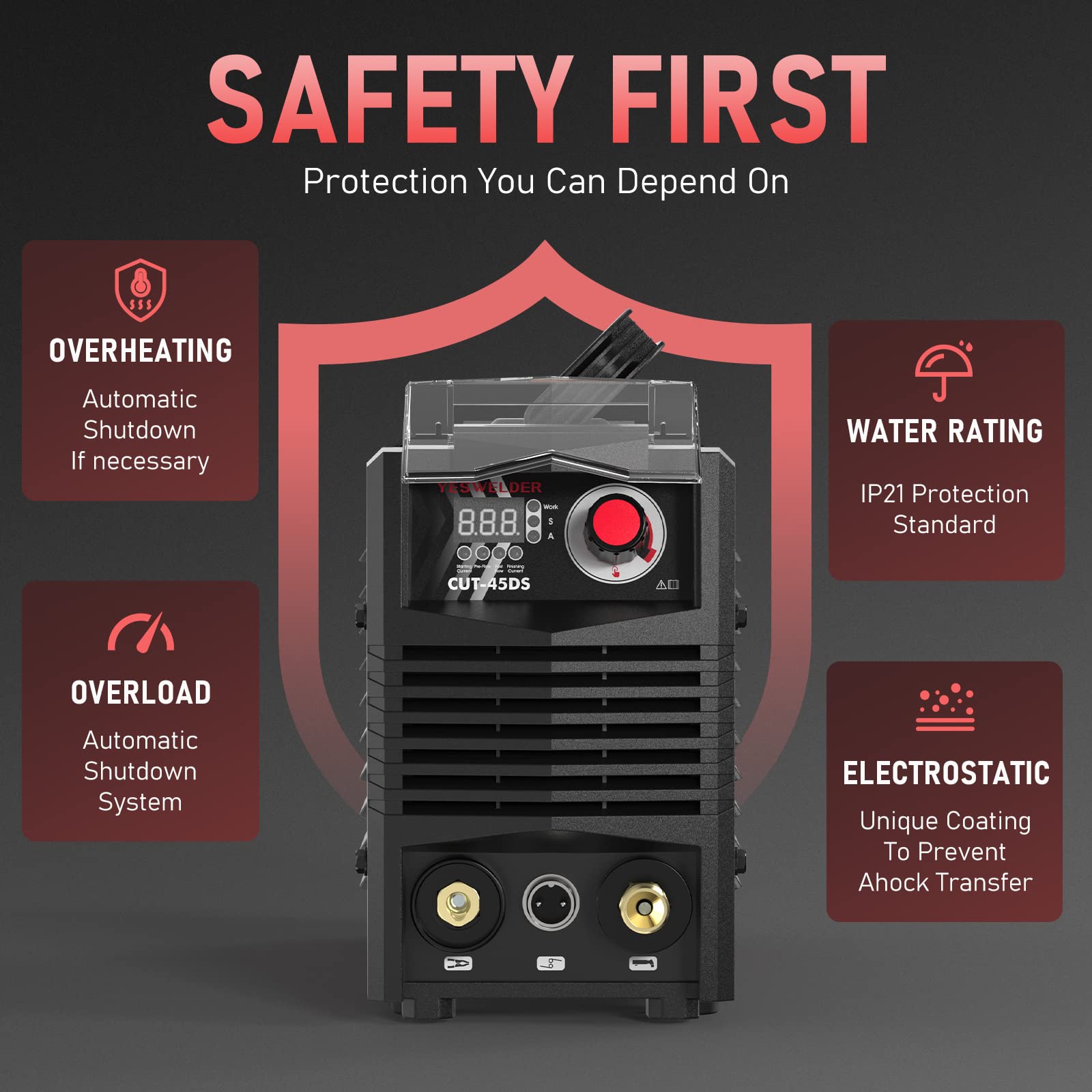 YESWELDER 45 Amp Plasma Cutter Dual Voltage 110/220V, Non-Pilot Arc ...