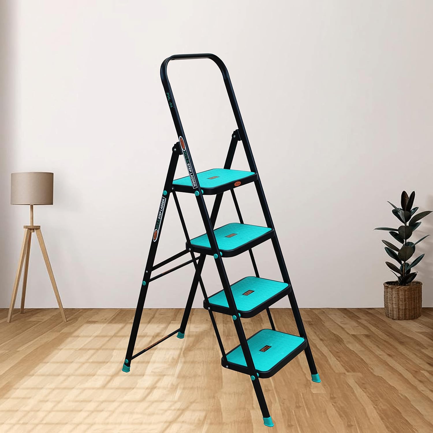 Prime Hulk 4-Steps Heavy-Duty Foldable Steel Step Ladder with Large ...
