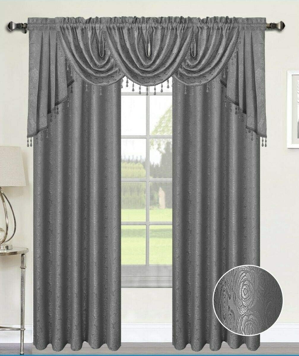 Amazon.com: Luxury Home Textiles Angelina Damask 7 Piece Curtain ...