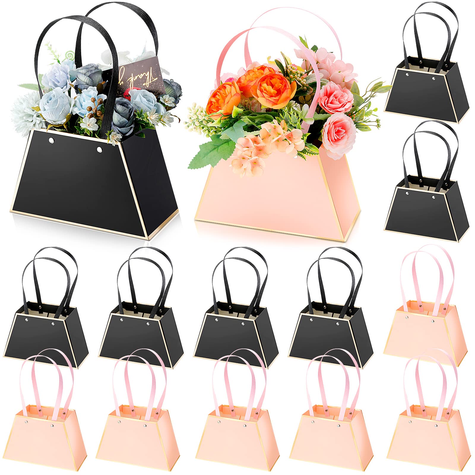 Fuutreo 12 Pcs Mother's Day Flower Gift Bags for Bouquets Portable ...