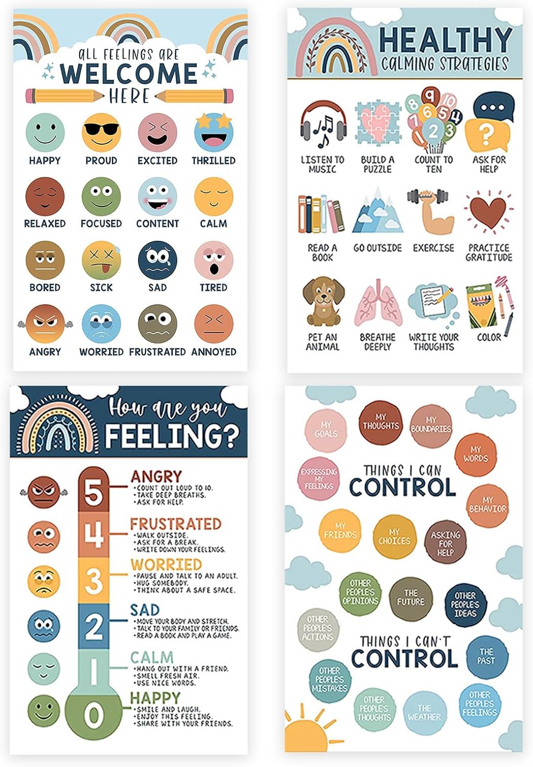 BBRGIRL 4 pcs Feelings Chart For Kids Learning Bahrain | Ubuy