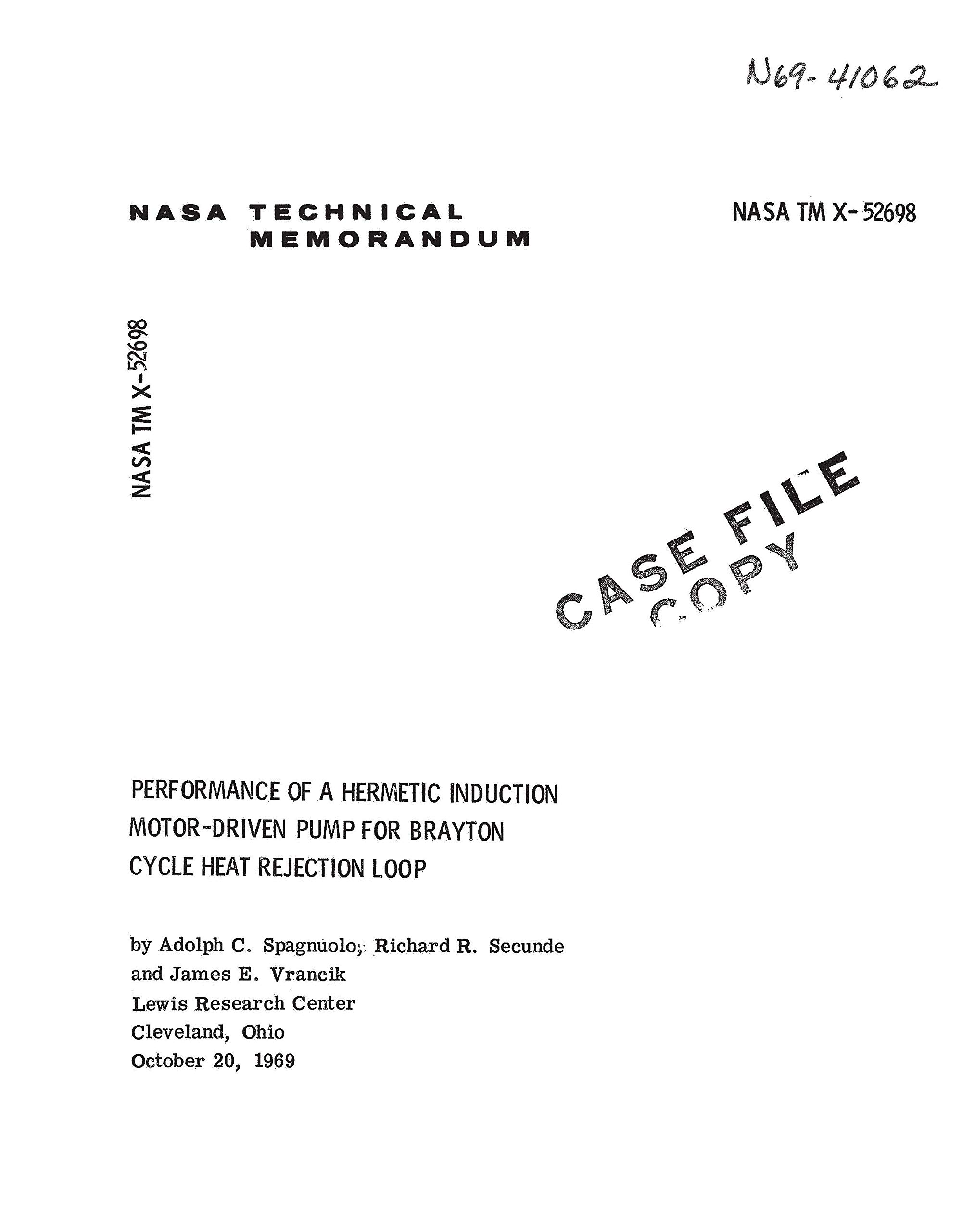 Buy Performance of a hermetic induction motor- driven pump for Brayton ...
